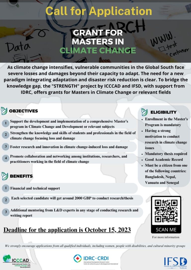 Call for Application – Grant for Masters in Climate Change ...